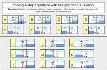 One Step Equations With Inverse Operations Digital Activity Multiply Divide