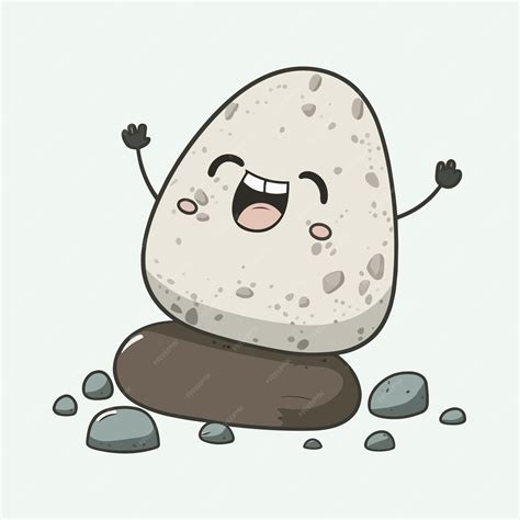Premium Vector Vector Cute Stone Cartoon Style