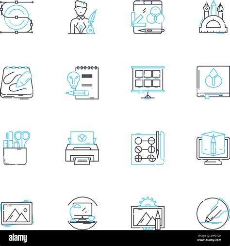 Graphic Art Linear Icons Set Typography Illustration Composition Color Texture Design