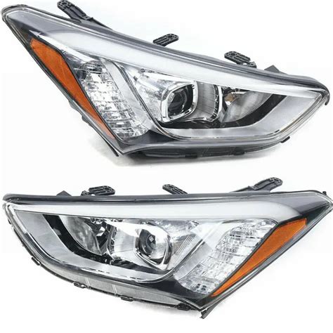 AOAUTO Left Or Right Halogen Lens Headlights Set For 2013 2016 Hyundai Santa Fe Headlamps