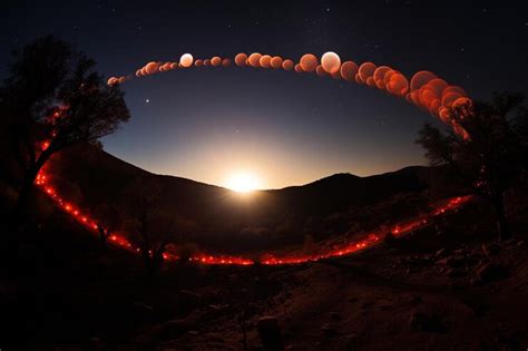 Premium Photo Multiple Timelapsed Moon Paths During A Lunar Eclipse
