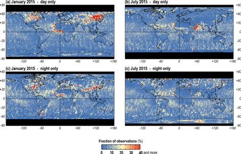 observations declared confident cloudy or probably cloudy by the modis