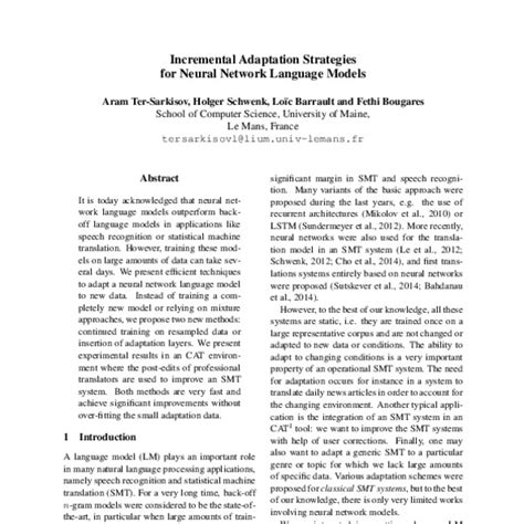 incremental adaptation strategies for neural network language models