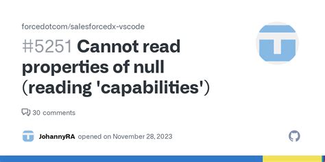 Cannot Read Properties Of Null Reading Capabilities · Issue 5251 · Forcedotcomsalesforcedx