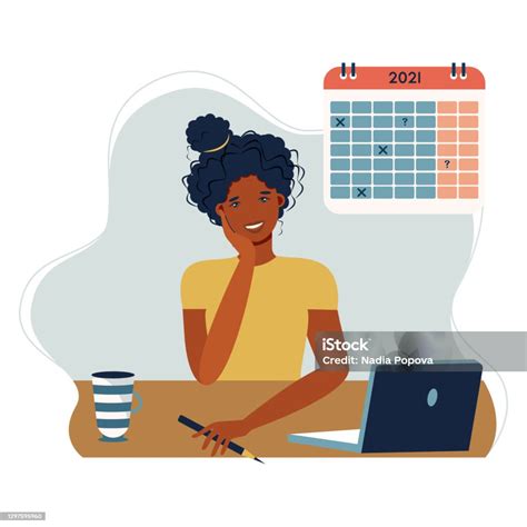 업무의 우선 순위 의제 행복한 여성은 일을 계획하고 작업 우선 순위를 설정합니다 작업 완료 계획 시간 관리의 개념 트렌디 한 스타일의 재미있는 여성 캐릭터 벡터