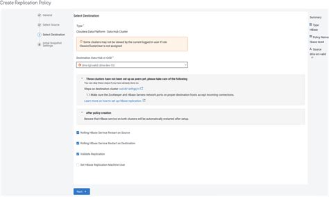 Creating Hbase Replication Policy