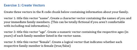 Solved Exercise Create Vectors Create Three Vectors In Chegg Com