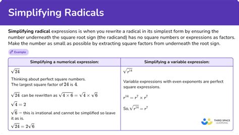 How To Simplify Radicals Math Steps Examples Questions