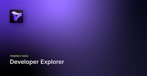 Developer Explorer Tenderly Documentation