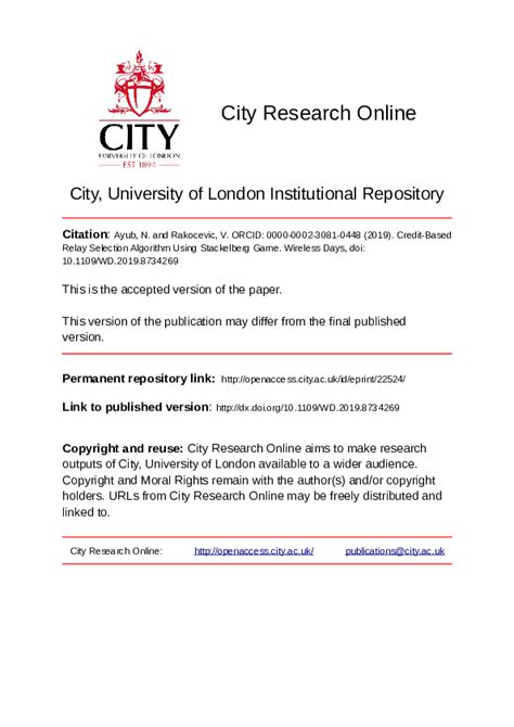 Pdf Credit Based Relay Selection Algorithm Using Stackelberg Game