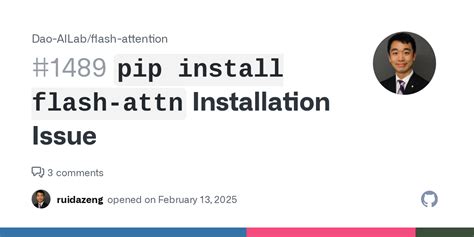 Pip Install Flash Attn Installation Issue Issue 1489 Dao AILab Flash Attention GitHub