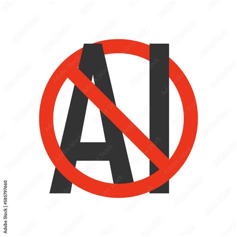 Say No To Artificial Intelligence Icon In Red Circle On Light