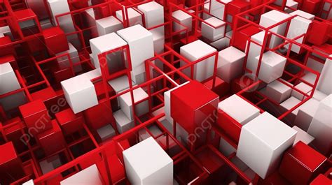 Abstract Background In Red And White Rectangles 3d Rendered 3d Blocks 3d Cube Cube Background