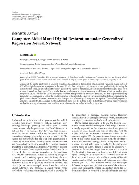 Pdf Computer Aided Mural Digital Restoration Under Generalized Regression Neural Network
