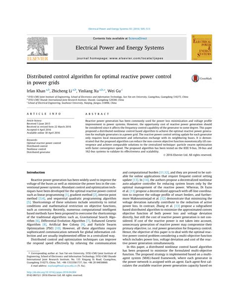 pdf distributed optimal reactive power control of power systems