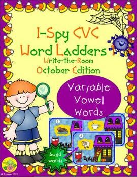 I Spy CVC Rebus Word Ladders Variable Vowel Words October Set 1