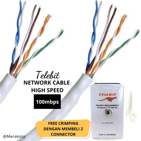 Kabel Network Jaringan Cat 5e Telebit Premium Kabel Lan Harga Meteran