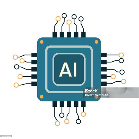 벡터 컴퓨터 전자 칩 Ai 아이콘입니다 마이크로칩 프로세서 인공 지능 Cpu Iot 흰색 배경에 격리된 빅 데이터 0명에 대한