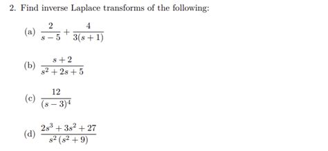 Solved Find Inverse Laplace Transforms Of The Chegg