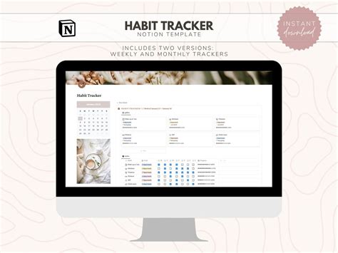 Notion Habit Tracker Notion Dashboard Notion Templates Digital Habit Tracker Etsy