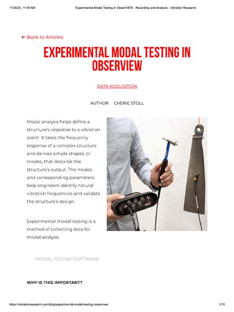 experimental modal testing in obserview ding and analysis vibration research pdf