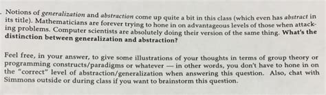 Solved Notions Of Generalization And Abstraction Come Quite