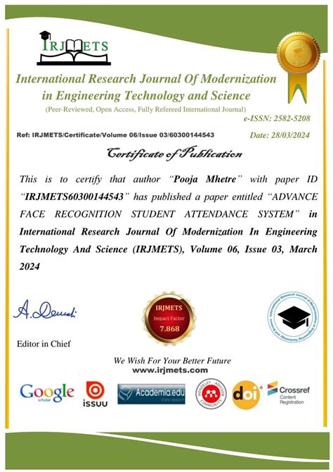 research irjmets certificate pooja mhetre