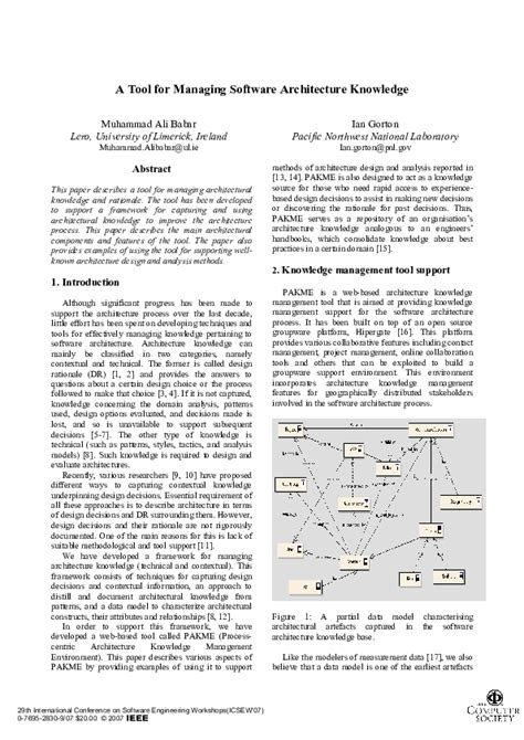 pdf a tool for managing software architecture knowledge