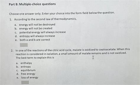 solved part b multiple choice questionschoose one answer