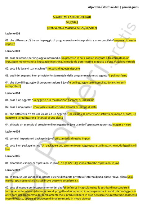 Paniere Di Algoritmi E Strutture Dati Multiple Ingegneria Informatica Ecampus Panierigratis