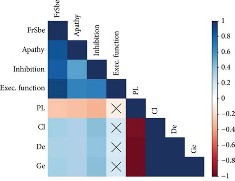 Matrix Correlation Among Topological Measures And Clinical Scores The