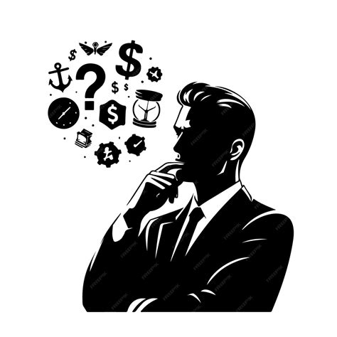 Man Thinking Vector Silhouette Vector White Background Premium Ai Generated Vector