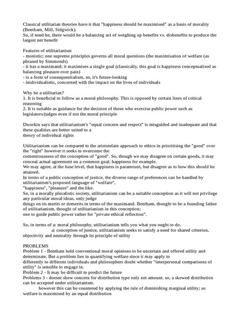 Utilitarianism Summary Download Free Pdf Utilitarianism Utility