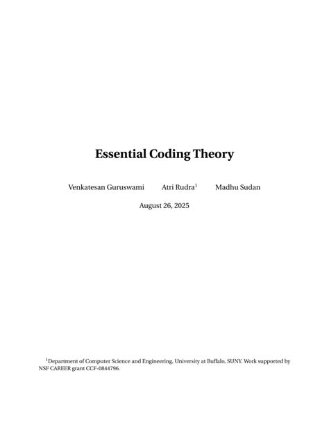 Essential Coding Theory Comprehensive Lecture Notes And Textbook