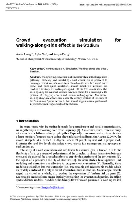 pdf crowd evacuation simulation for walking along side effect in the