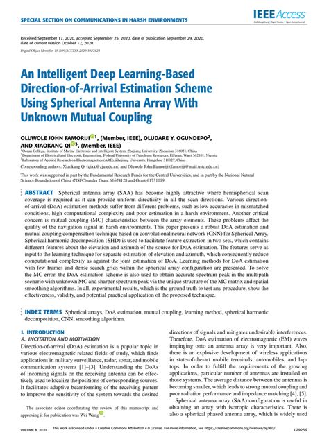 Pdf An Intelligent Deep Learning Based Direction Of Arrival Estimation Scheme Using Spherical
