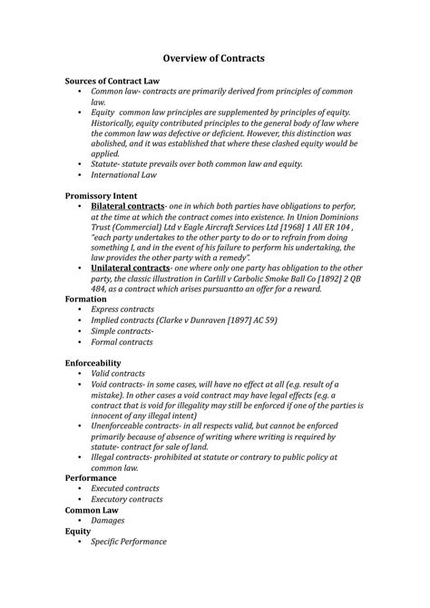 Revision Guide On Contracts Laws1015 Contracts Usyd Thinkswap
