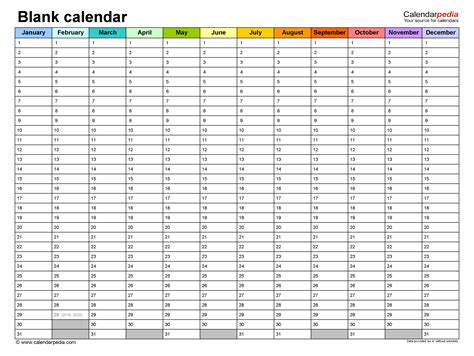Blank Calendars Free Printable Pdf Templates