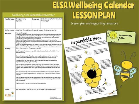 An Elsa Welling Calendar With Bees On It And The Words Bee Week