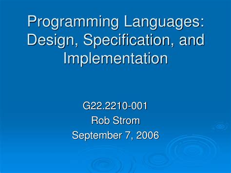 Ppt Programming Languages Design Specification And Implementation