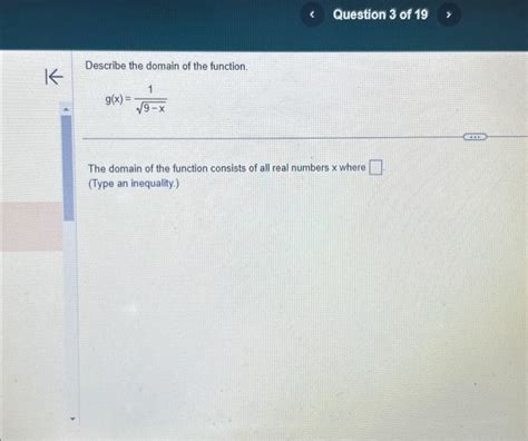 K Describe The Domain Of The Function G X 1 √9 X