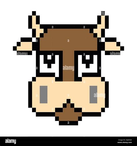 Cow Pixel Art Grid