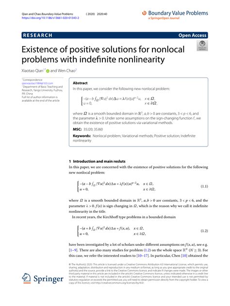 Pdf Existence Of Positive Solutions For Nonlocal Problems With