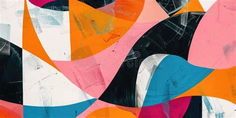 Colorful Street Mural With Abstract Geometric Shapes And Circles Creating Dynamic Composition