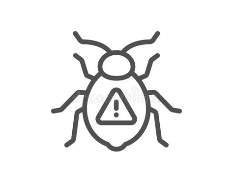 Software Bug Line Icon Cyber Attack Sign Vector Stock Vector