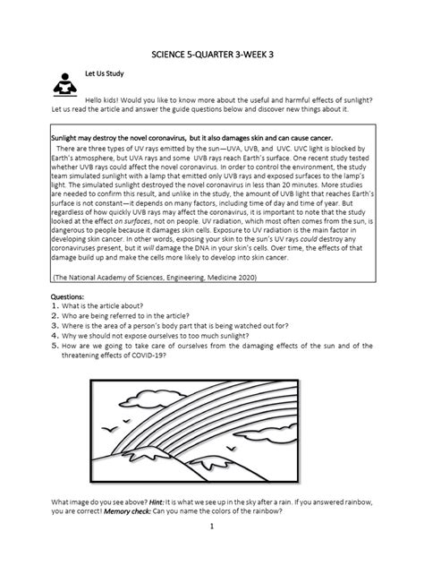 Q3 Science 5 Module 3333333 Pdf Ultraviolet Rainbow