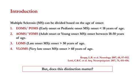 Early And Late Onset Multiple Sclerosis Pptx