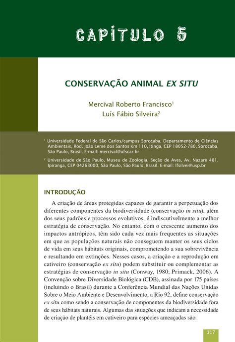 Pdf Conservação Animal Ex Situ