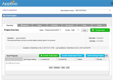 project management in apptivo getting started