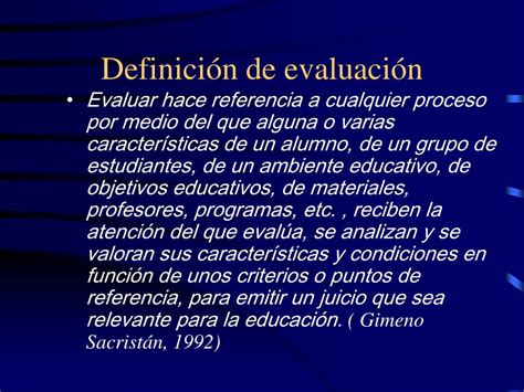 Ppt Definiciones De Evaluación Powerpoint Presentation Free Download